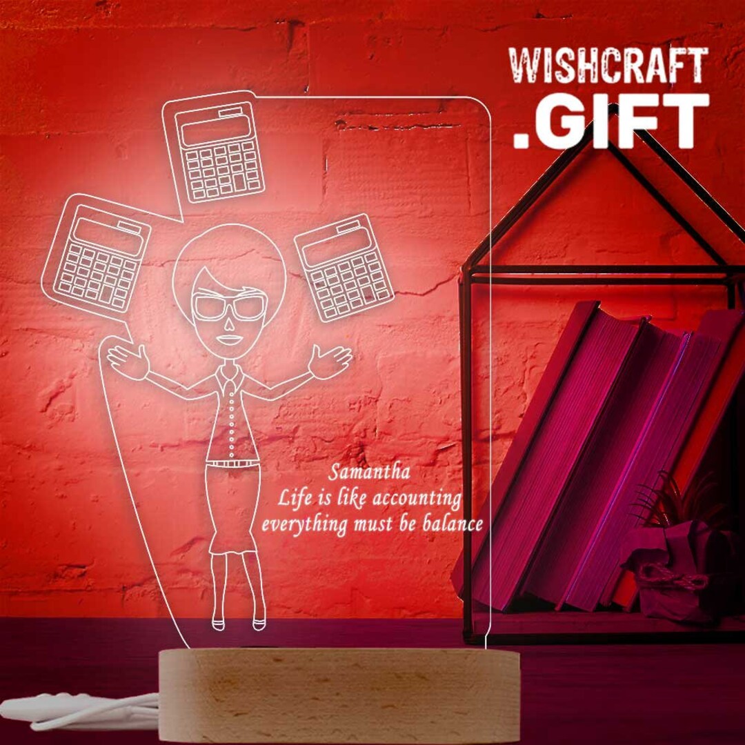 Accountant Gift: Enchanted LED Desk Lamp With Wooden Base - Etsy