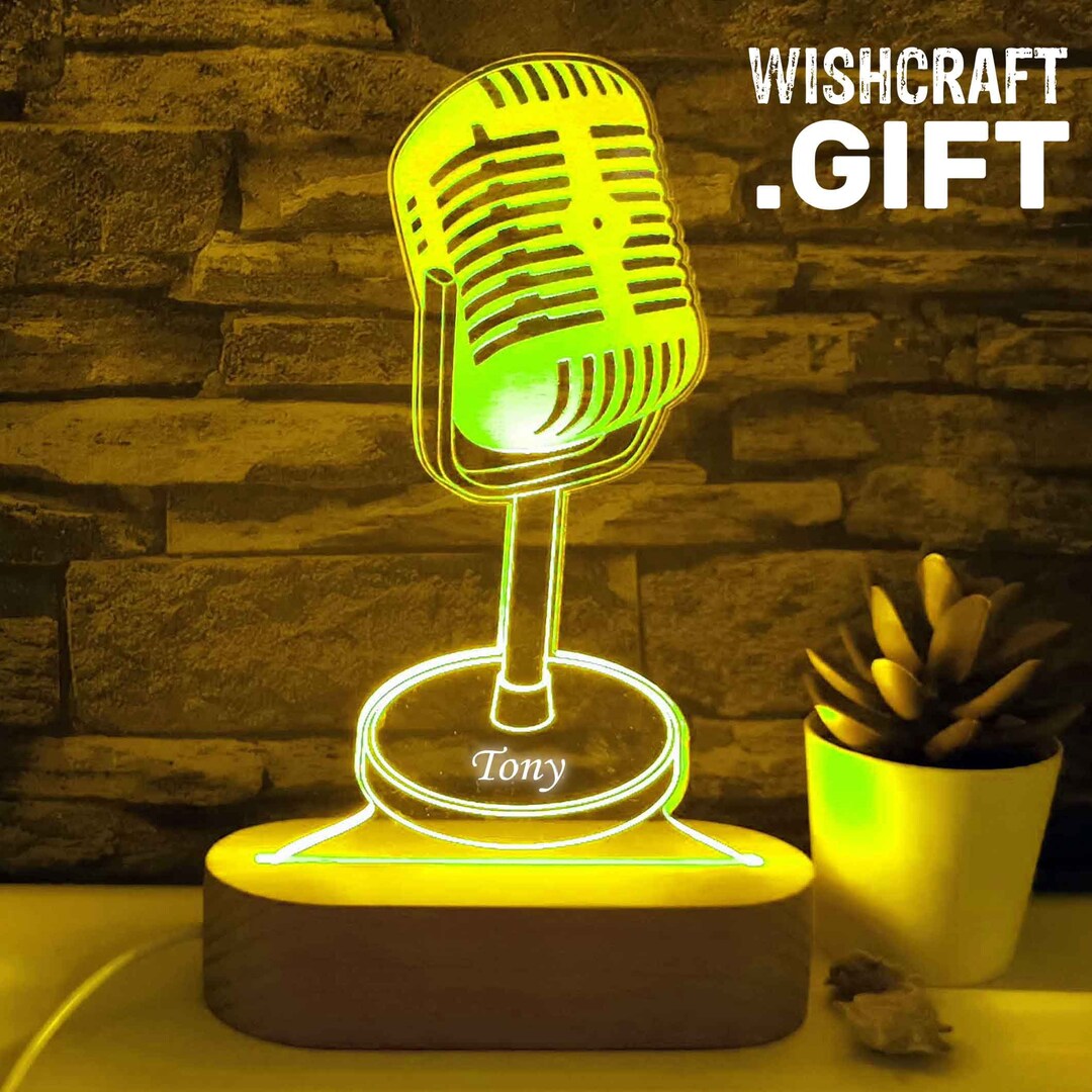 Microphone LED Lamp, Microphone Gift, Vintage Microphone, Gift for ...