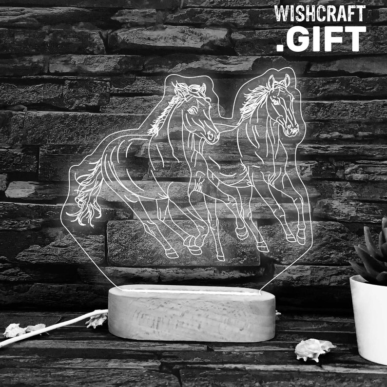Horse LED Lamp: Equestrian Gift, Customizable Ambient Light - Etsy