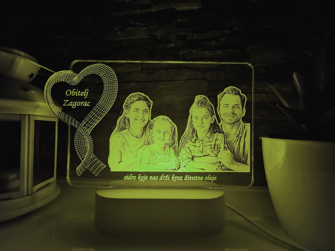 Personalized Family Portrait Lamp: Custom Photo LED Lamp - Etsy