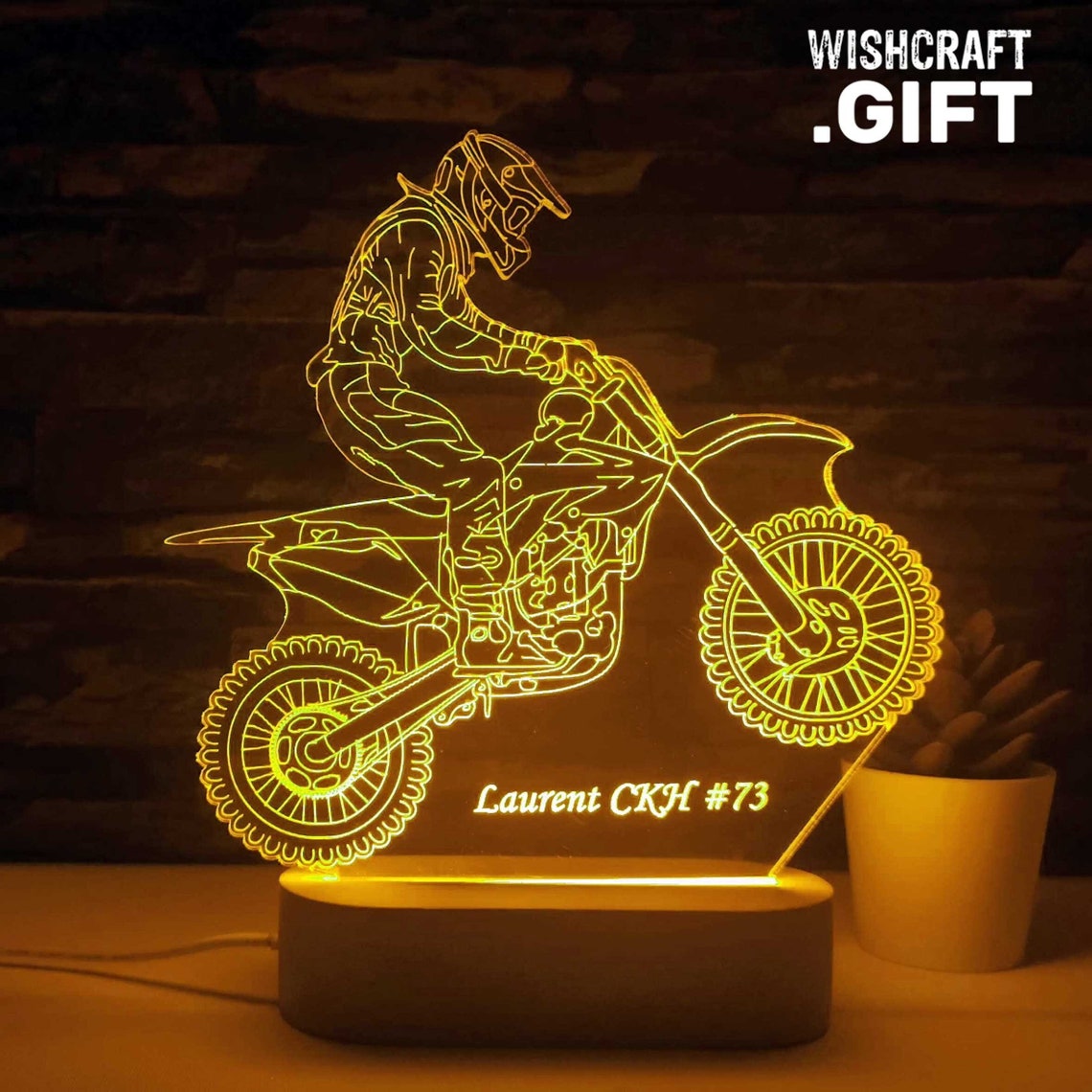 Motorcycle LED Lamp: Personalized Biker Gift, Wooden Base - Etsy