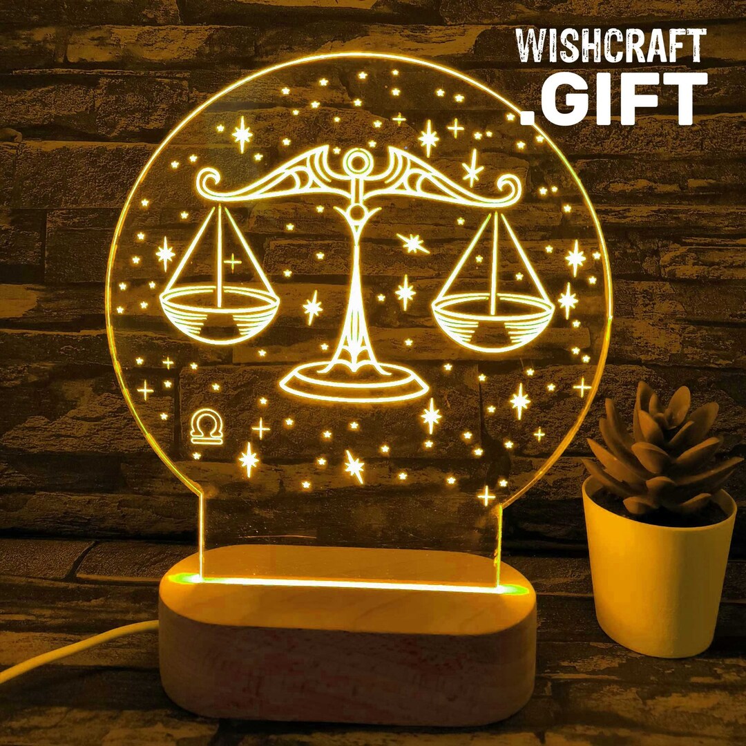 Libra Zodiac LED Lamp: Astrology Horoscope Gift - Etsy UK