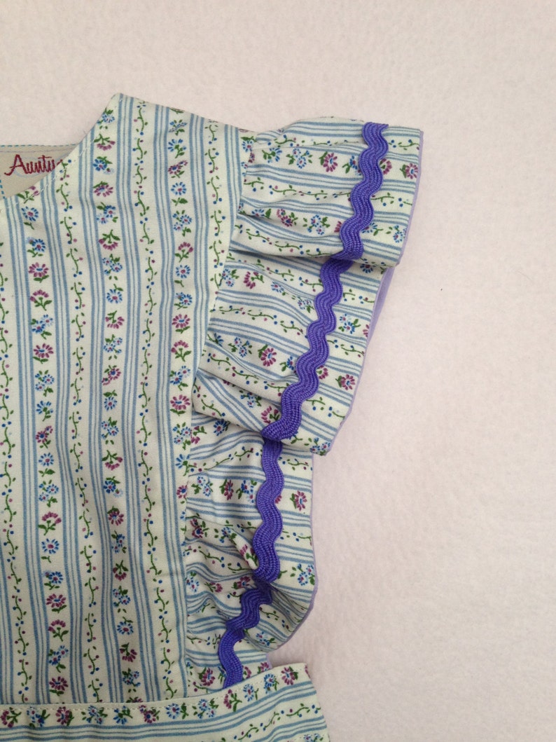 Handmade Traditional Pinafore Dress - Blue Floral & Stripe - Etsy