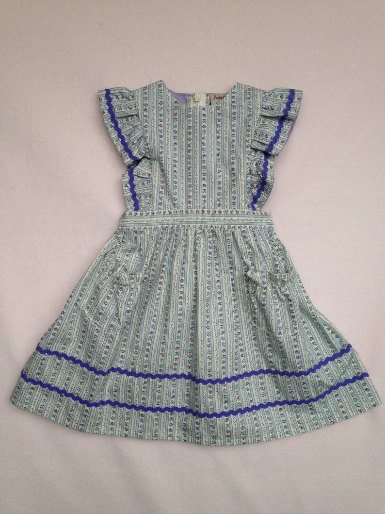 Handmade Traditional Pinafore Dress - Blue Floral & Stripe - Etsy