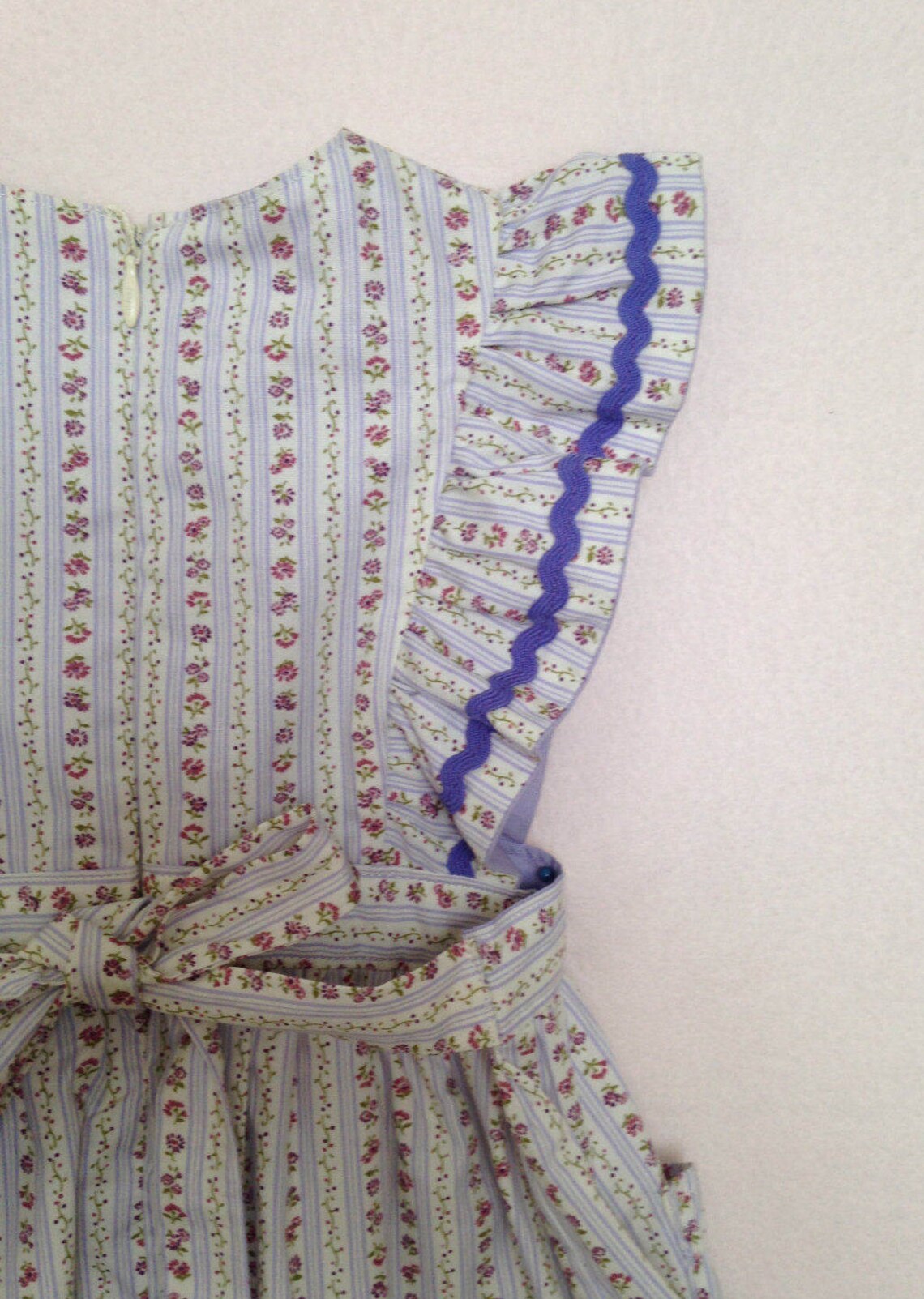 Handmade Traditional Style Pinafore Dress - Lilac Floral & Stripe ...