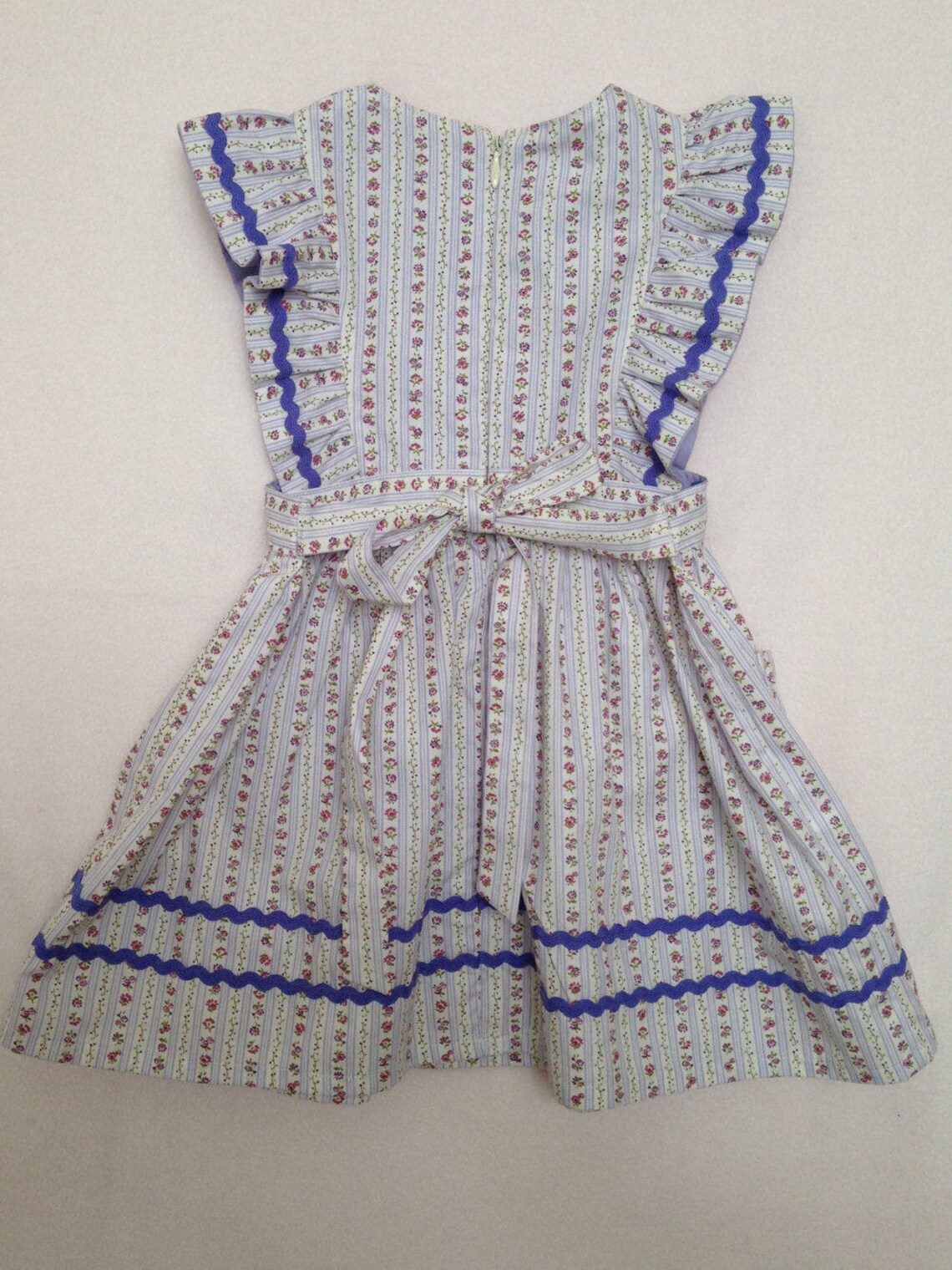 Handmade Traditional Style Pinafore Dress - Lilac Floral & Stripe ...