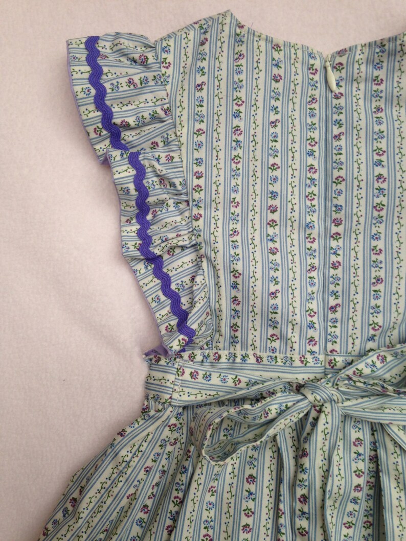 Handmade Traditional Pinafore Dress - Blue Floral & Stripe - Etsy