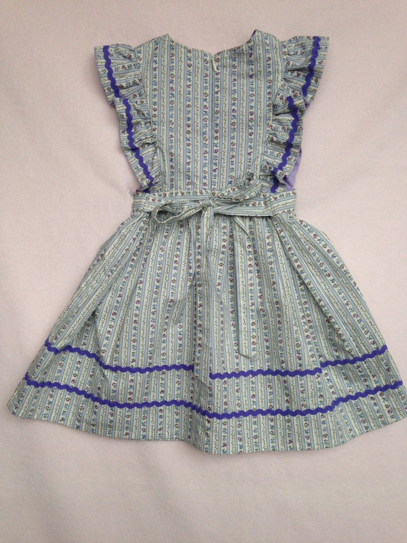 Handmade Traditional Pinafore Dress Blue Floral & Stripe - Etsy