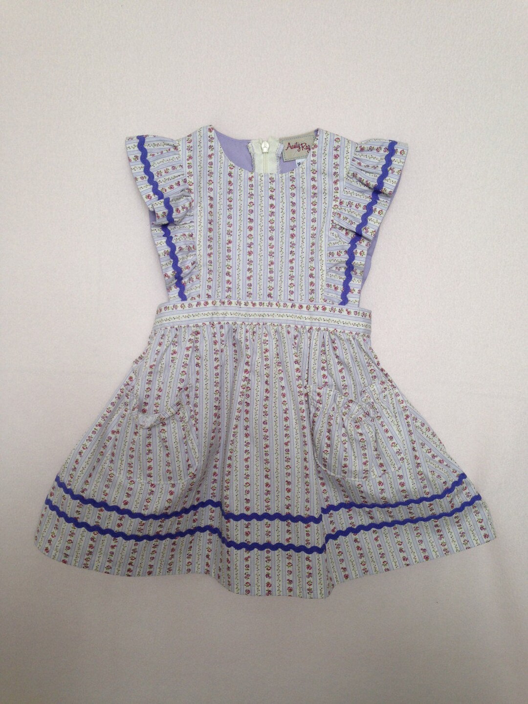 Handmade Traditional Style Pinafore Dress - Lilac Floral & Stripe ...