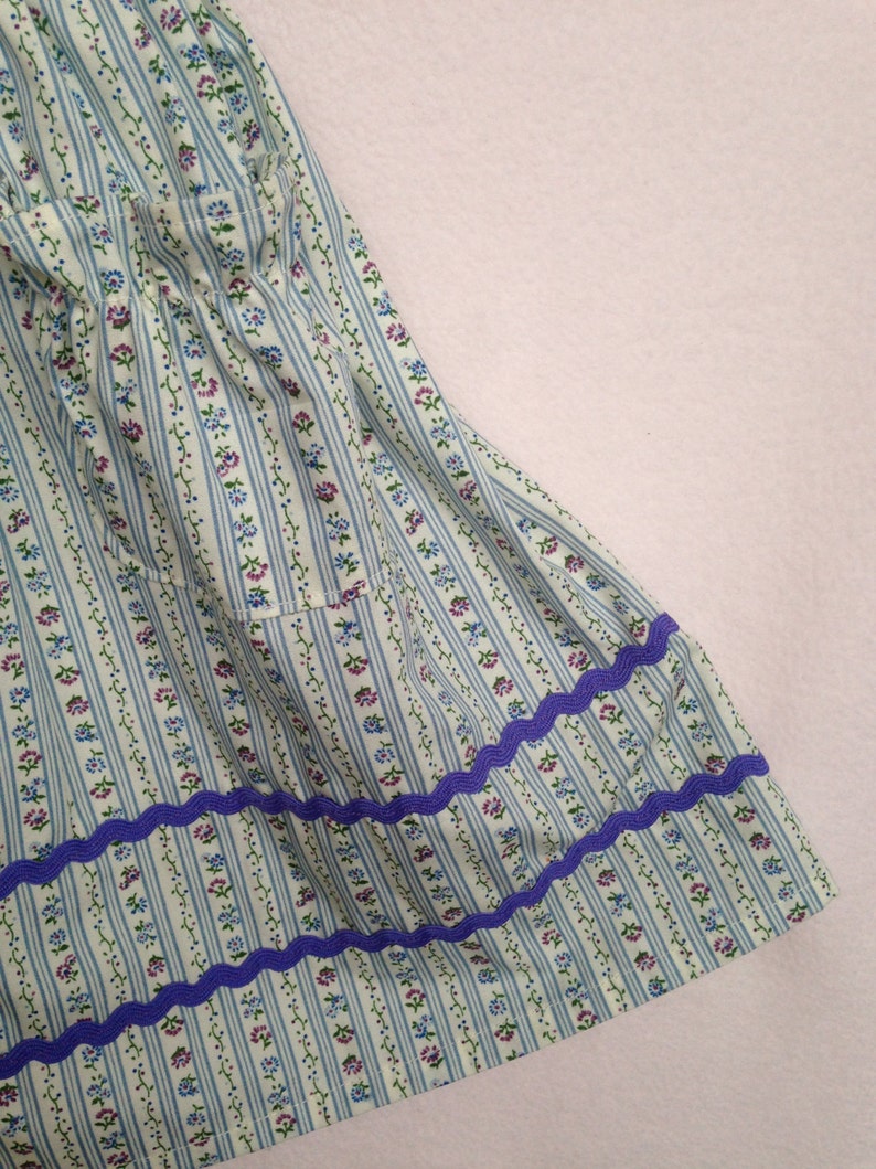 Handmade Traditional Pinafore Dress - Blue Floral & Stripe - Etsy