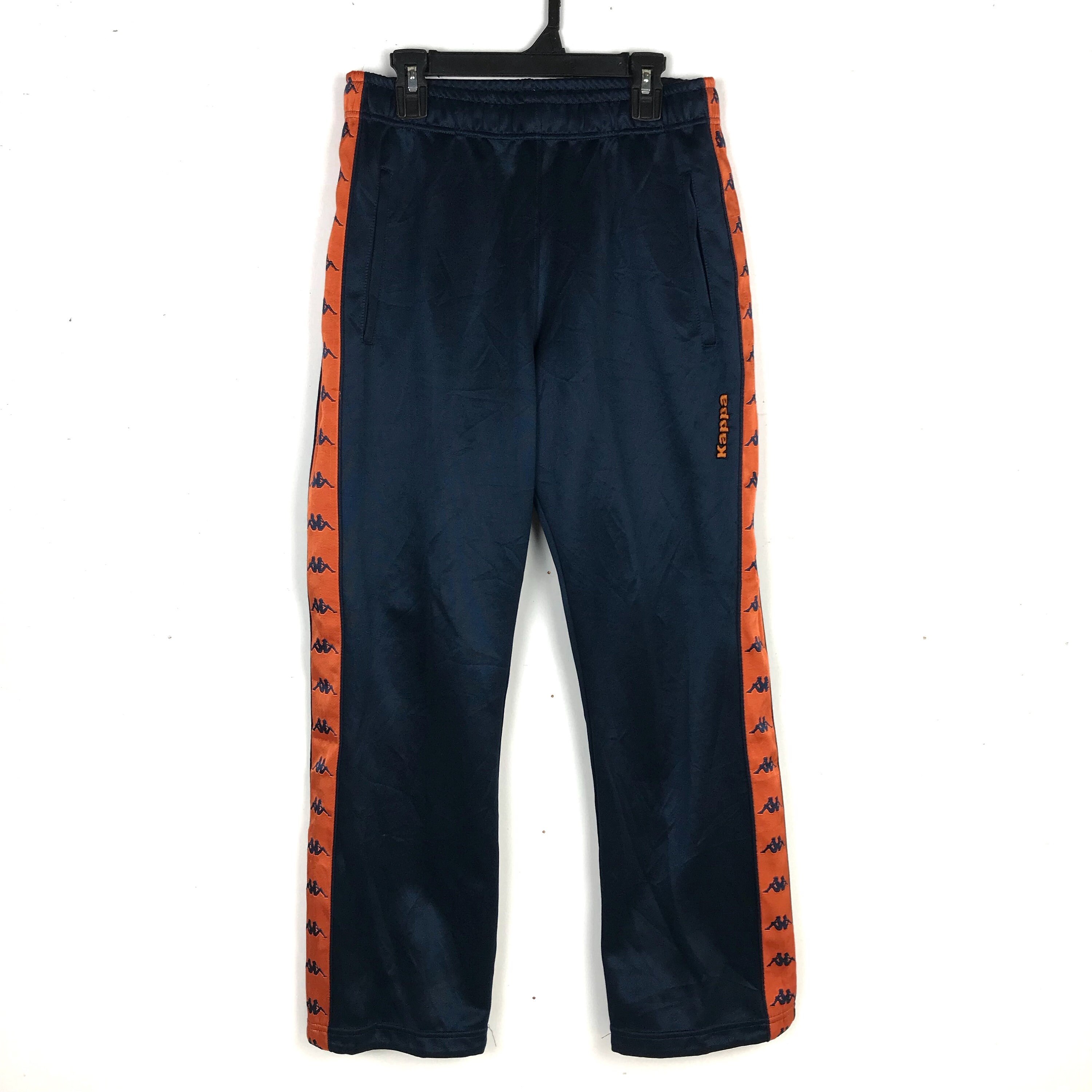Vintage 90s KAPPA Side Tape Fullprint Logo Stripe Trackpants/dark Blue ...