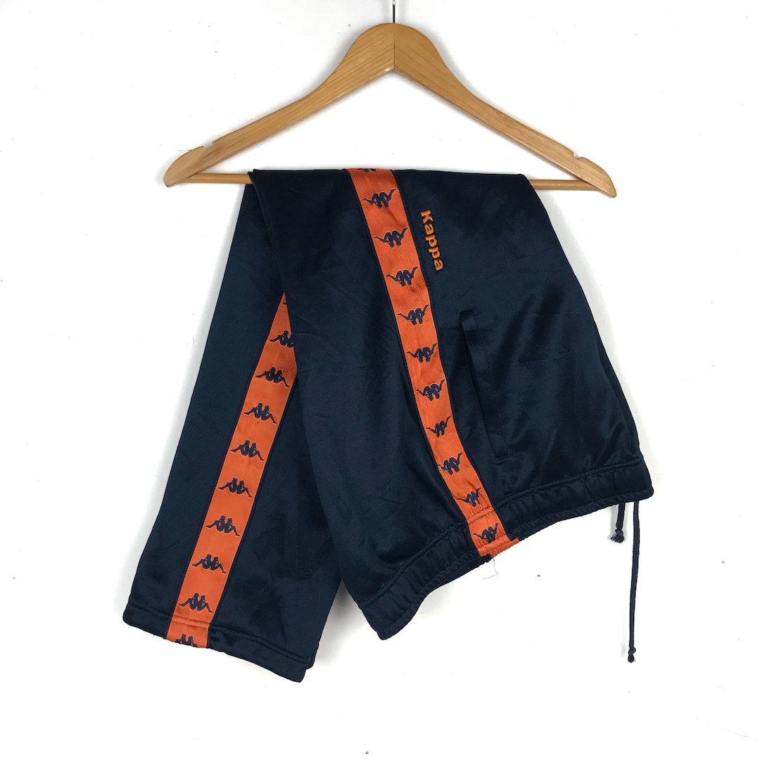 Vintage 90s KAPPA Side Tape Fullprint Logo Stripe Trackpants/dark Blue ...
