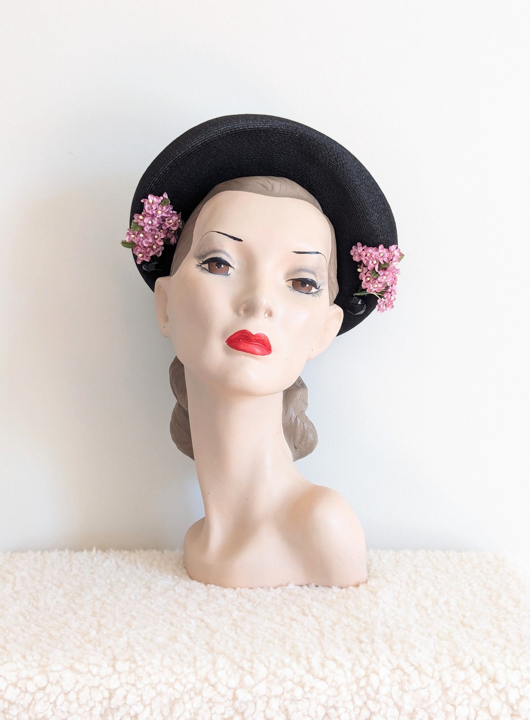 Vintage 1950s Floral Bonnet 50s Hat 1940s Bonnet Hat - Etsy