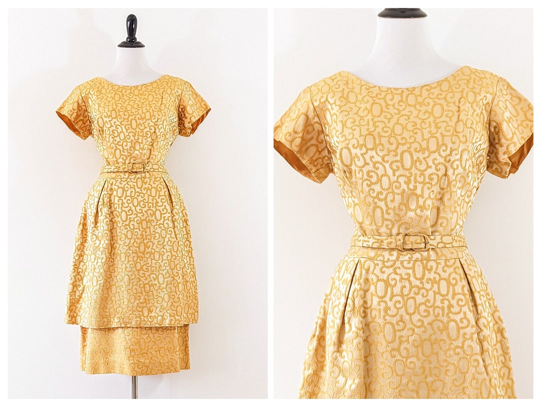 Vintage 1960s Peplum Dress 60's Goldenrod Dress 50s/60s Dinner Dress - Etsy