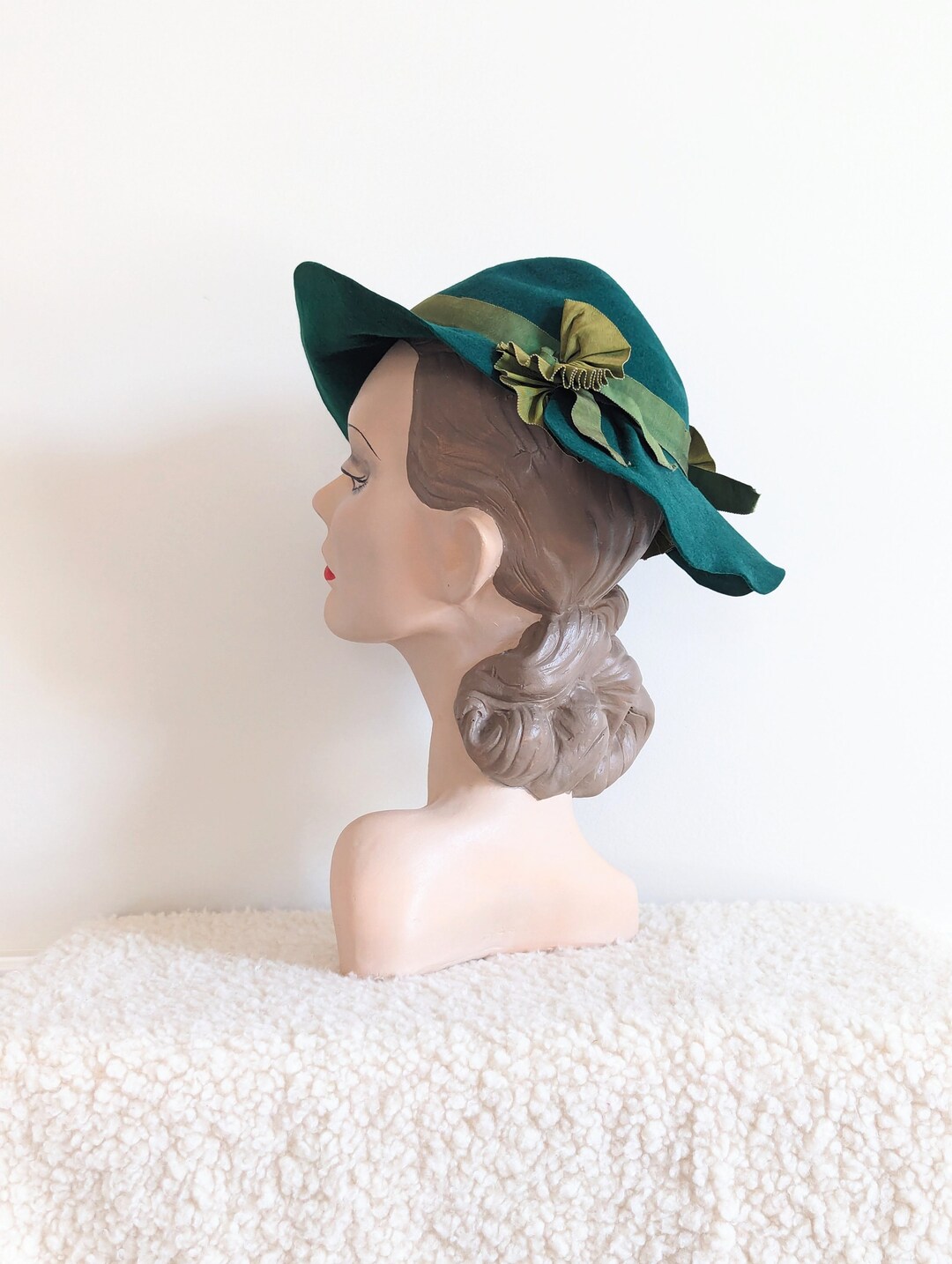 Vintage 1930s Green Fedora 40s Green Fedora 1940s Green Tilt Hat - Etsy