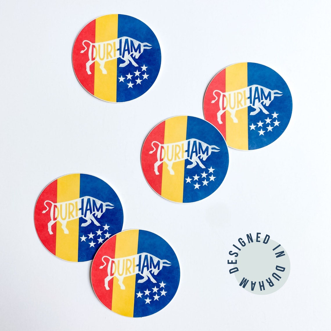 Durham Bull Flag Sticker Durham NC Sticker Durham Flag - Etsy