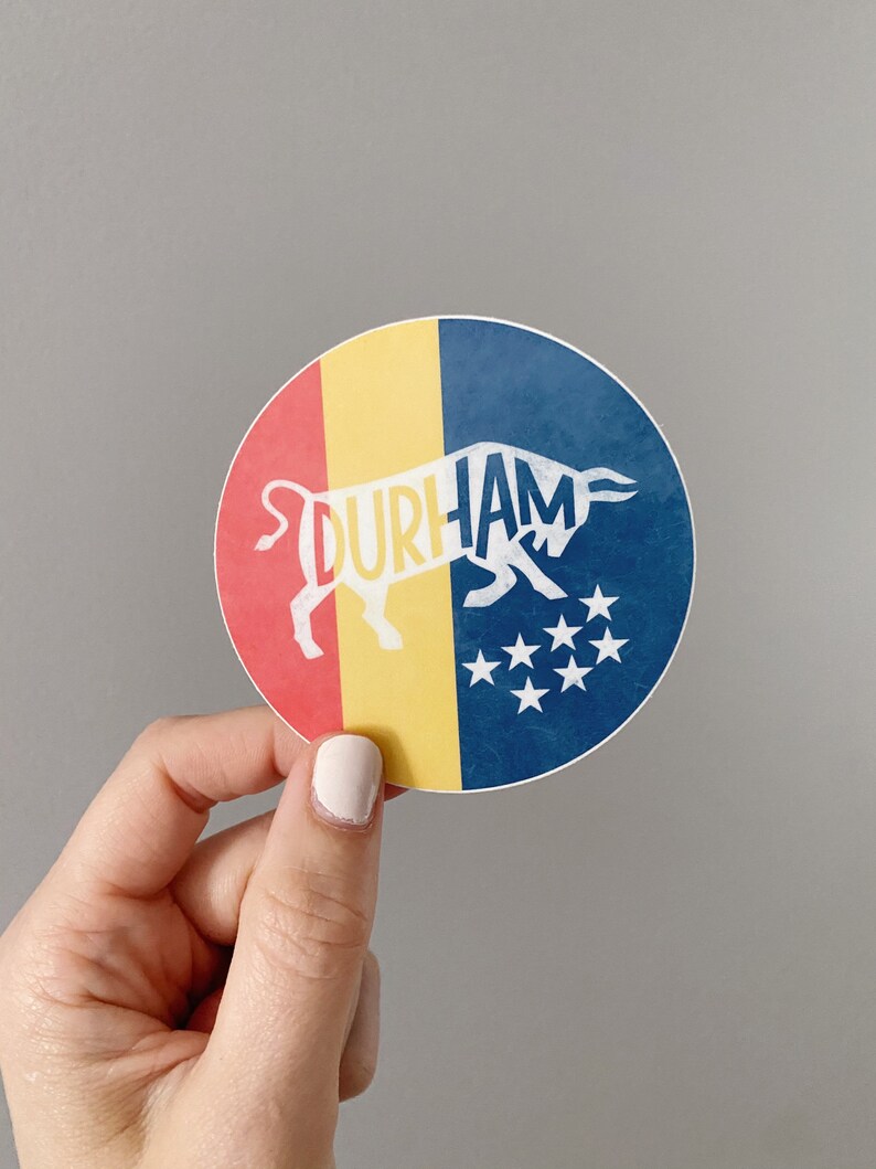 Durham Bull Flag Sticker | Durham NC Sticker | Durham Flag Sticker ...