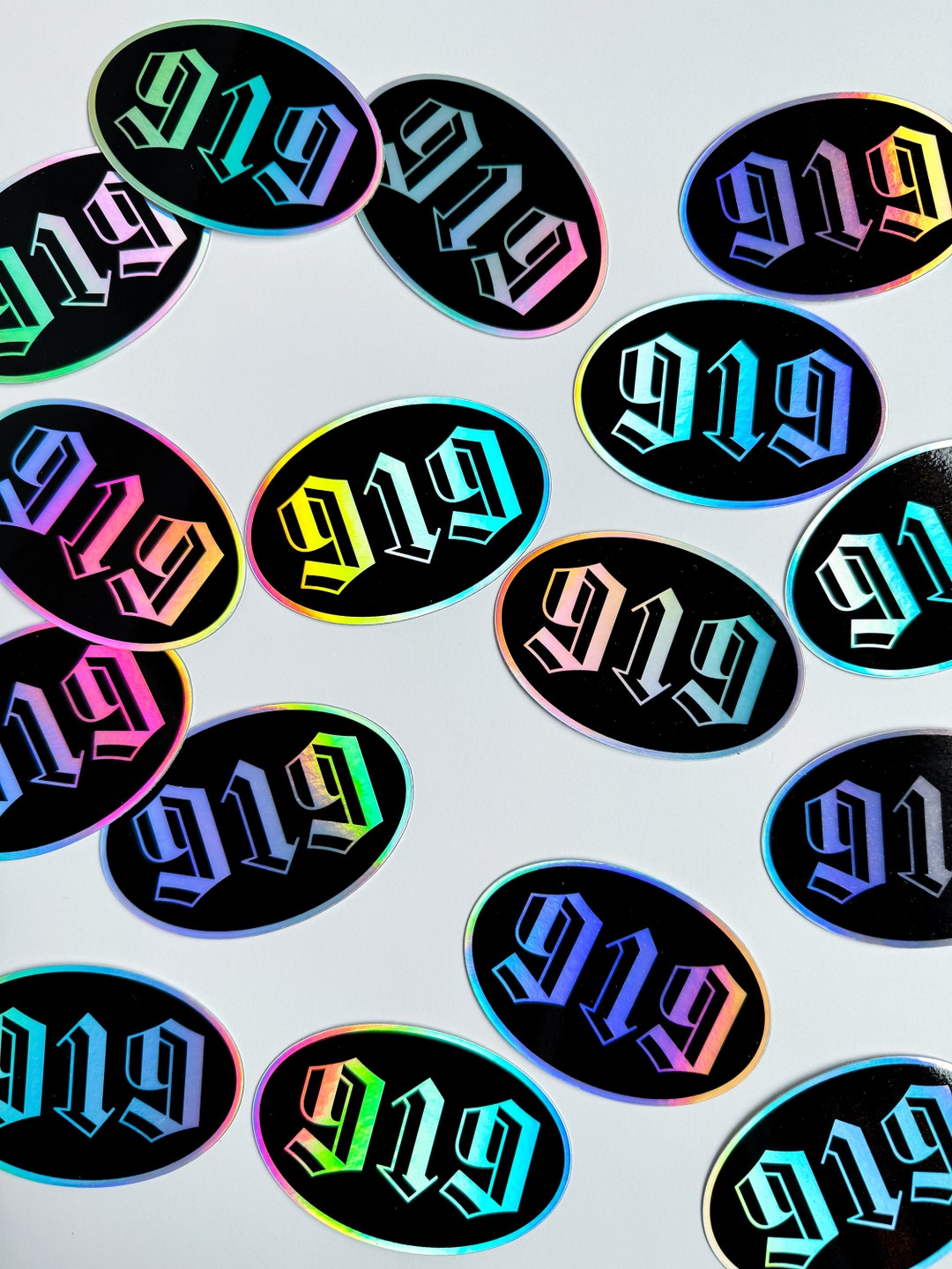 919 Area Code Design Holographic Sticker | Raleigh Durham Chapel Hill ...