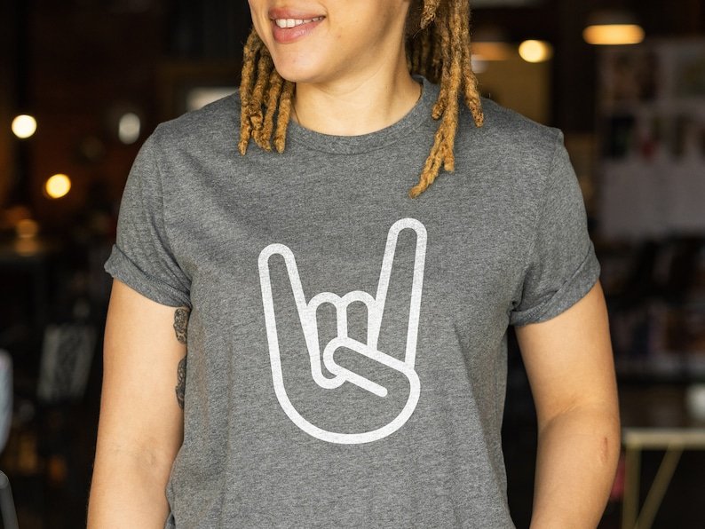 Rock on Hand Outline Art | Rock & Roll Hand Design | Gift for Music ...