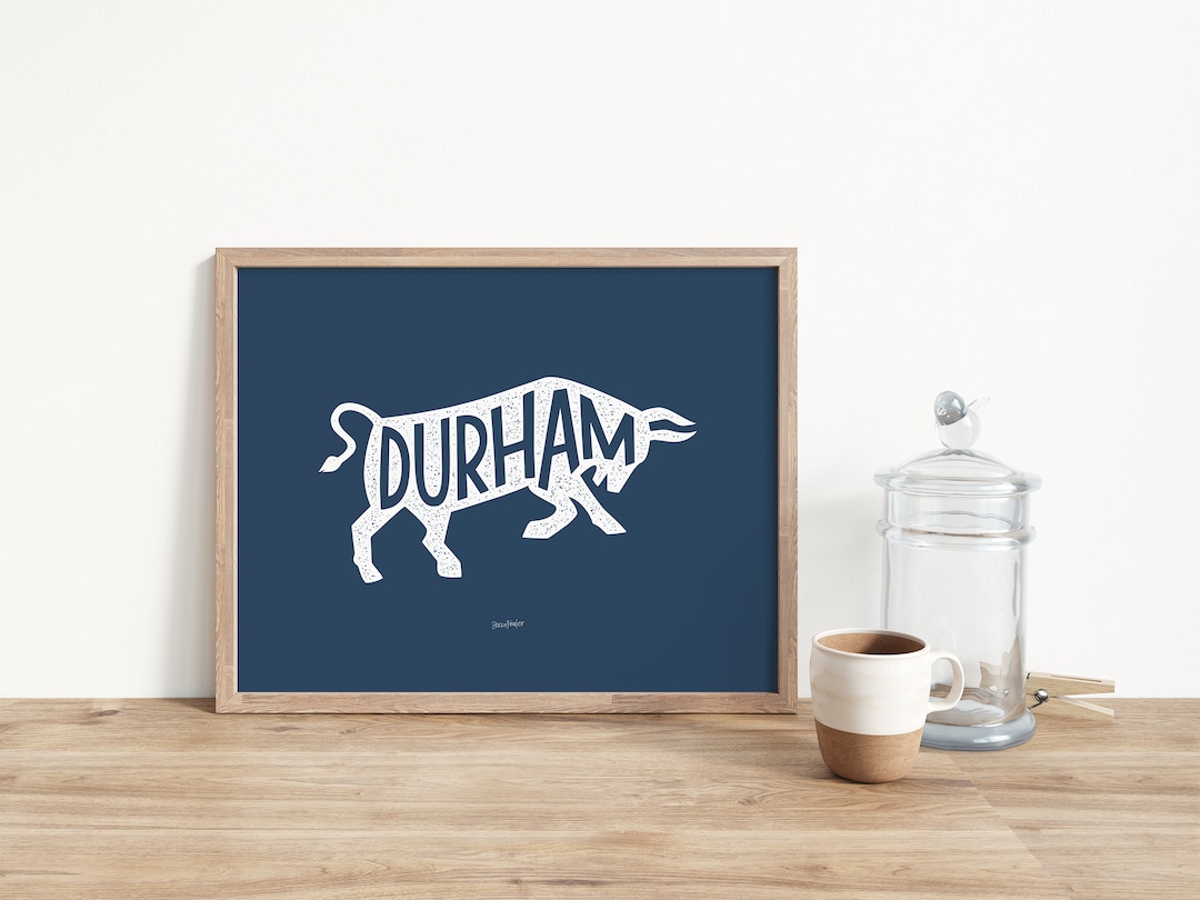 Durham Bull Art Print | Bull City Poster | Durham Bulls Baseball Art ...