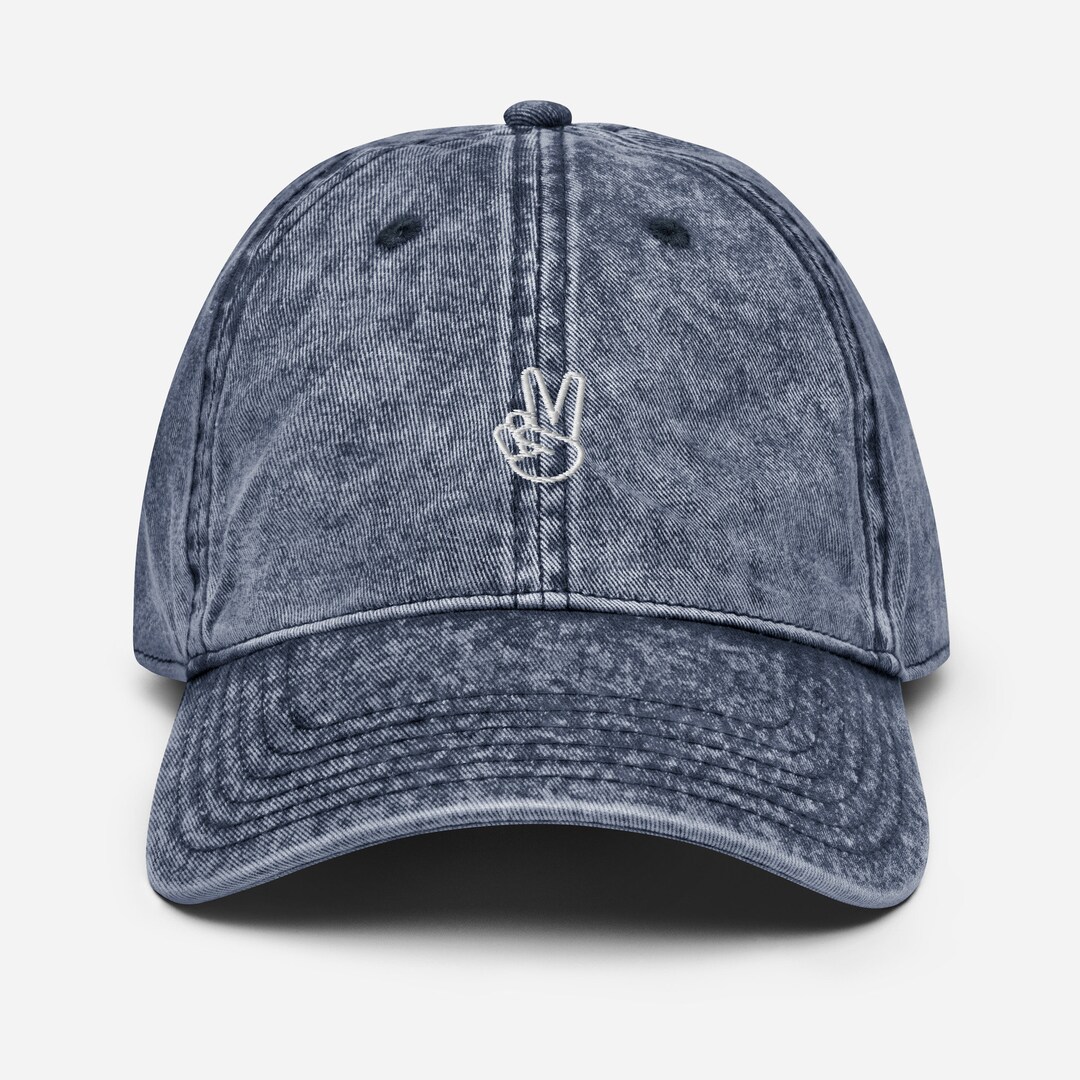 Peace Hand Sign Vintage Cotton Twill Cap | Peace Hand Outline Design ...