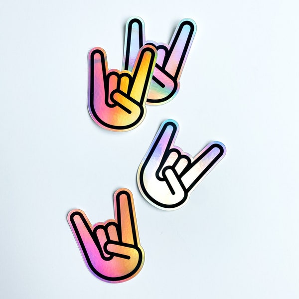 Rock on Hand Sign Sticker - Etsy