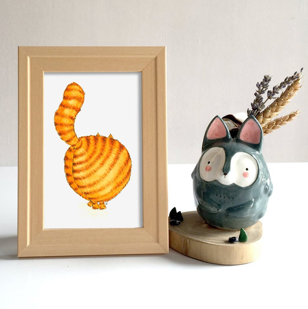 PRINT cat From Back Art Print Cat Illustration - Etsy