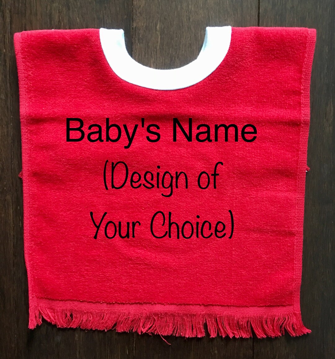 Personalized Red Baby Bib With White Trim - Etsy