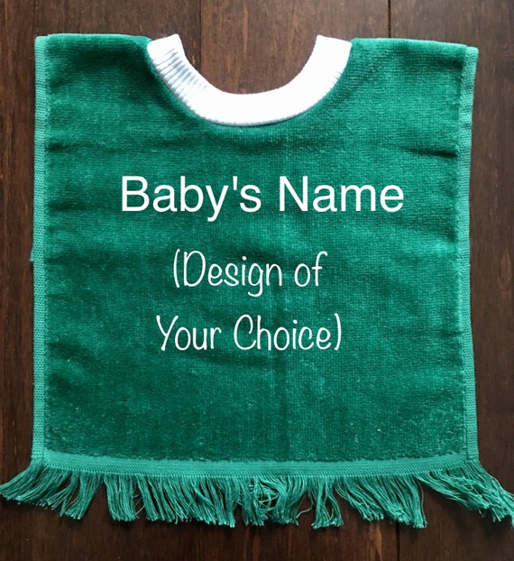 Personalized Green Baby Bib With White Trim - Etsy