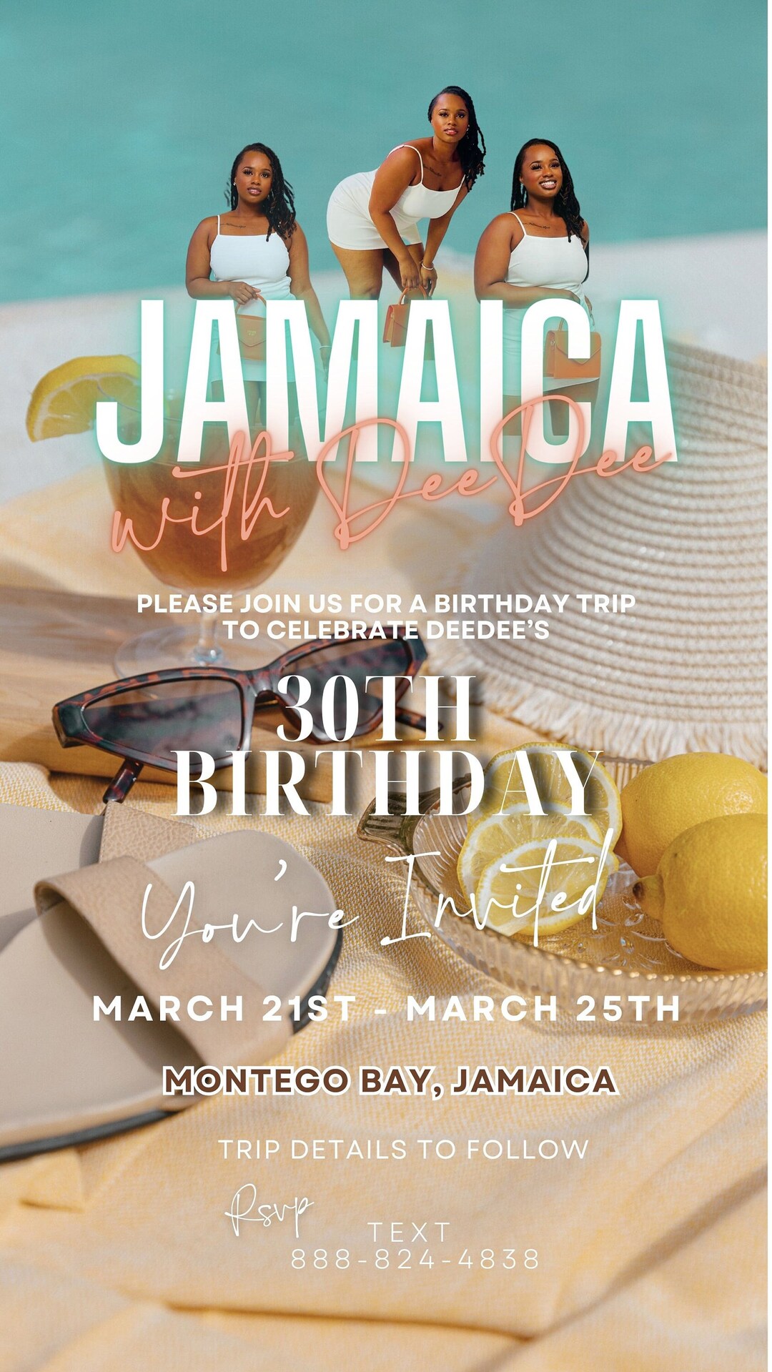Birthday Trip Flyer, Jamaica Birthday Invitation, 30th Birthday Invitation, Party Flyer, Digital ...