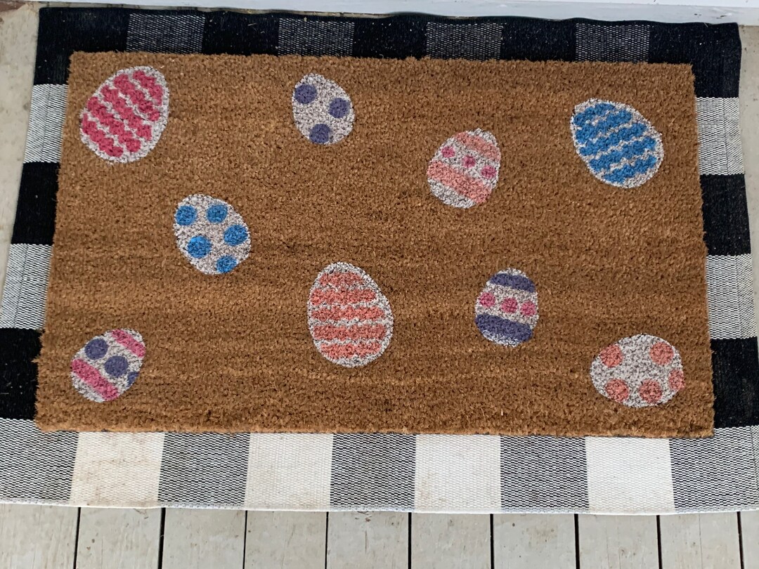 Easter Coir Doormat, Easter Egg Doormat, Spring Welcome Mat, Easter Egg ...