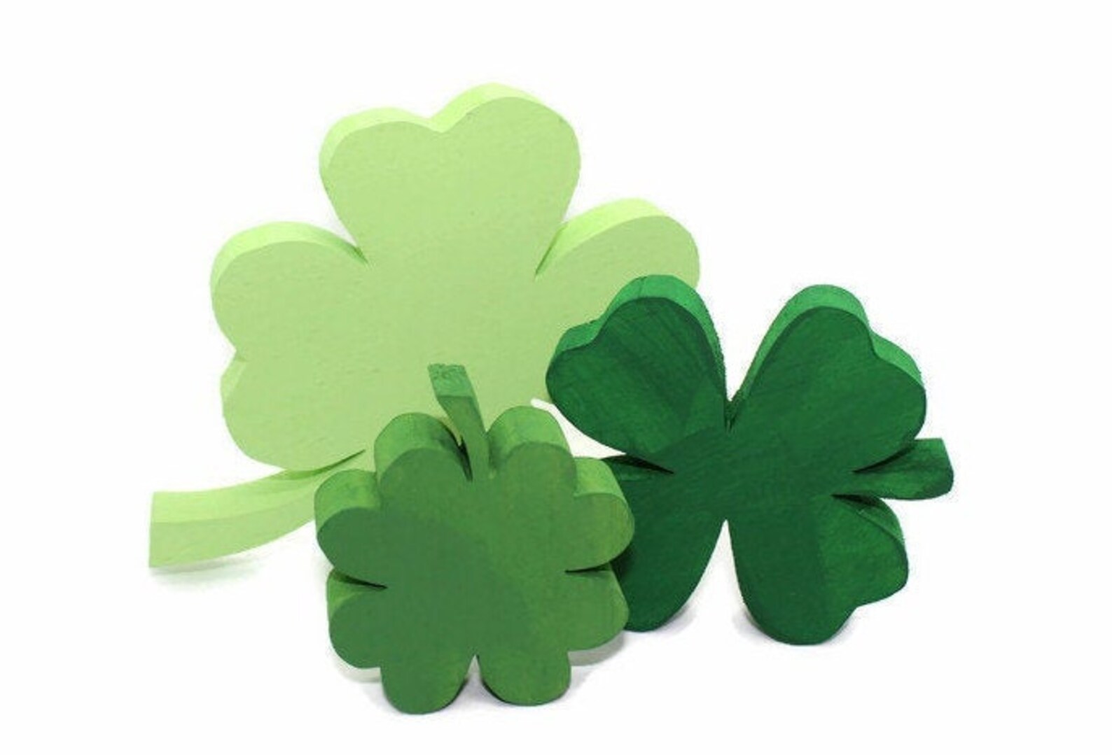 Four Leaf Wooden Clover Set of 3, Set of 3 Green Shamrocks, St. Patrick ...