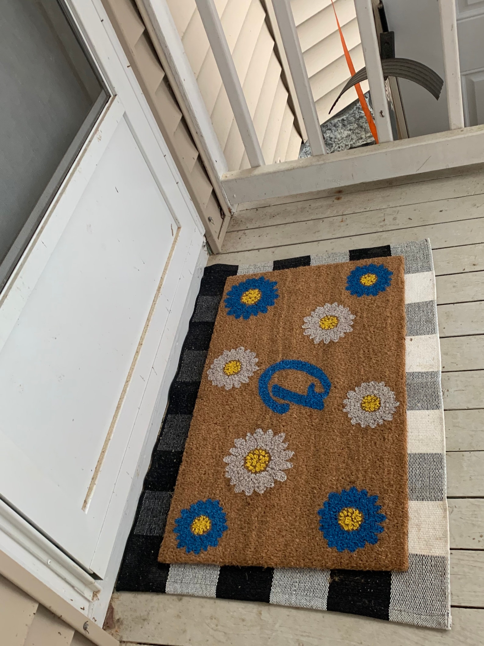Blue Daisy Doormatspring Coir Doormat Daisy Doormat Floral - Etsy