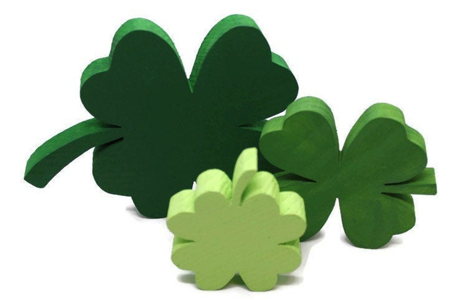 Four Leaf Wooden Clover Set of 3, Set of 3 Green Shamrocks, St. Patrick ...