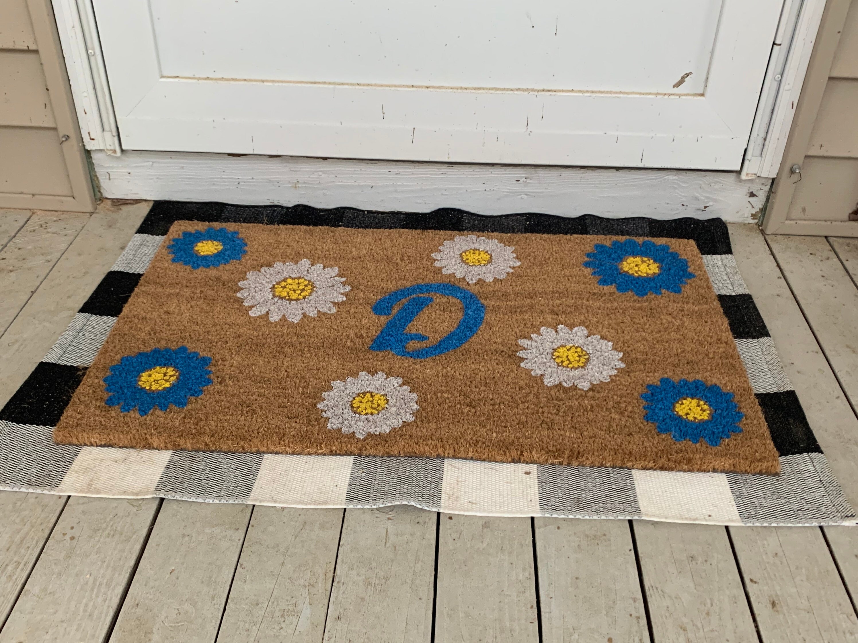 Blue Daisy Doormatspring Coir Doormat Daisy Doormat Floral - Etsy