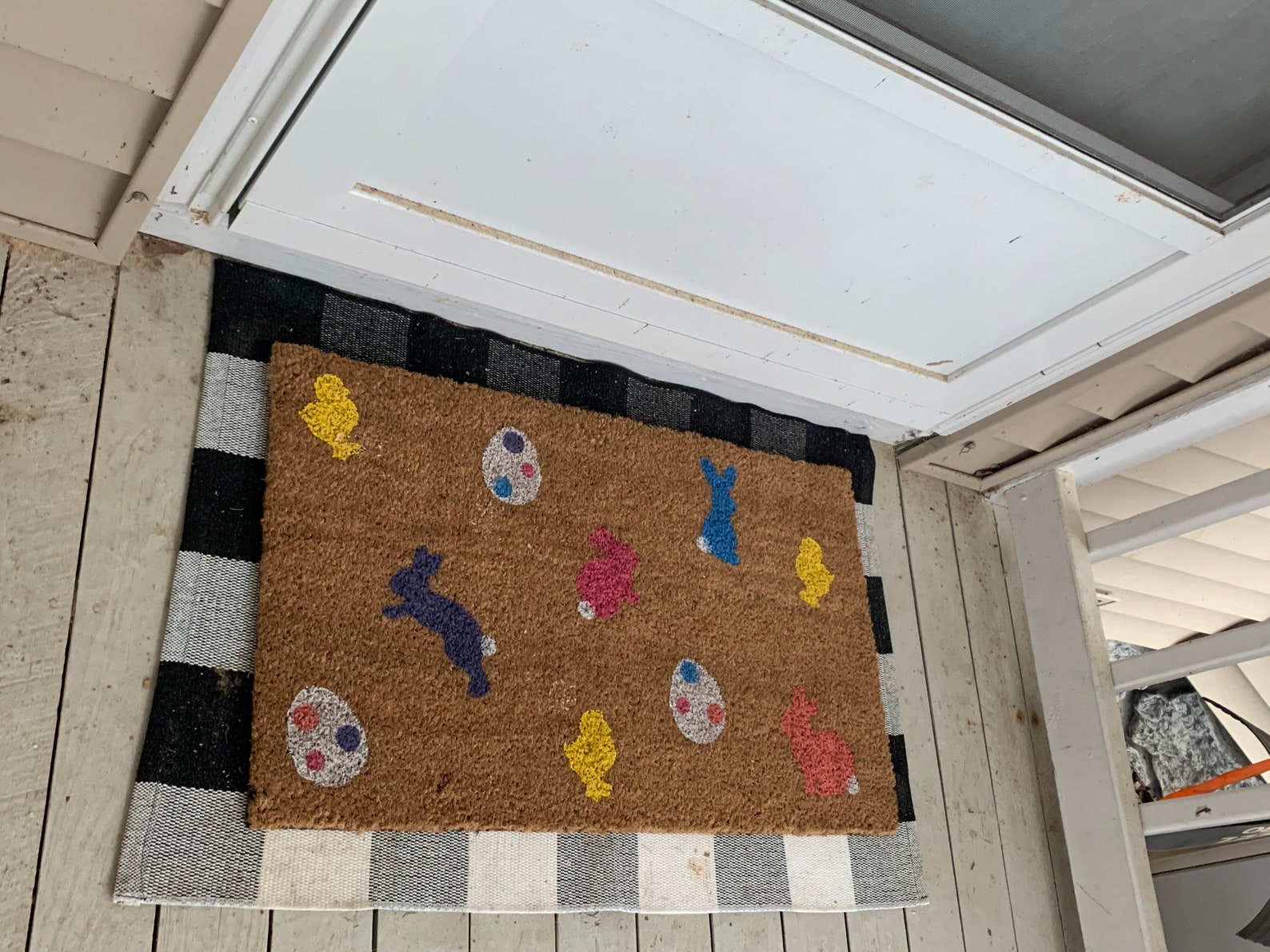 Bunny and Chick Welcome Coir Doormat, Easter Coir Doormat, Bunny ...