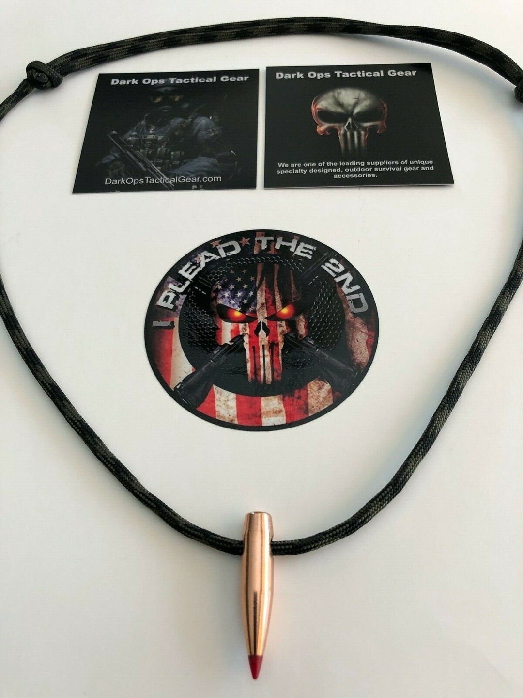 1 HOG TOOTH Paracord Necklace + 1 Decal ...(.30 Cal Red Tip) ...wood ...