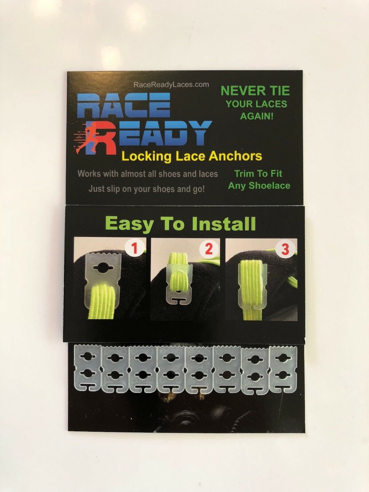 Locking Lace Anchors... COMPLETES 6 Shoes... Never Tie Your Shoes Again ...