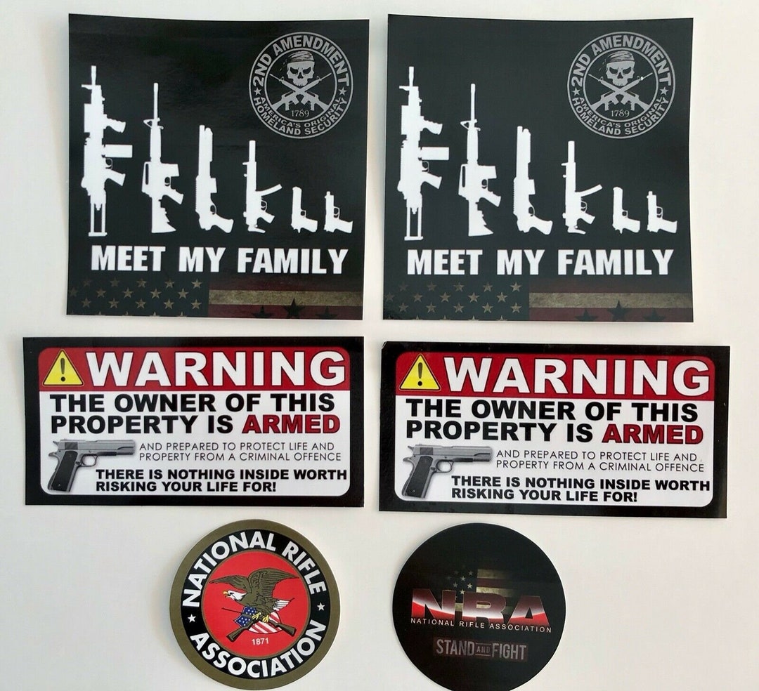 Gun Stickers .2nd Amendment ..nra..decals.."meet My Family"...6 Pieces ...