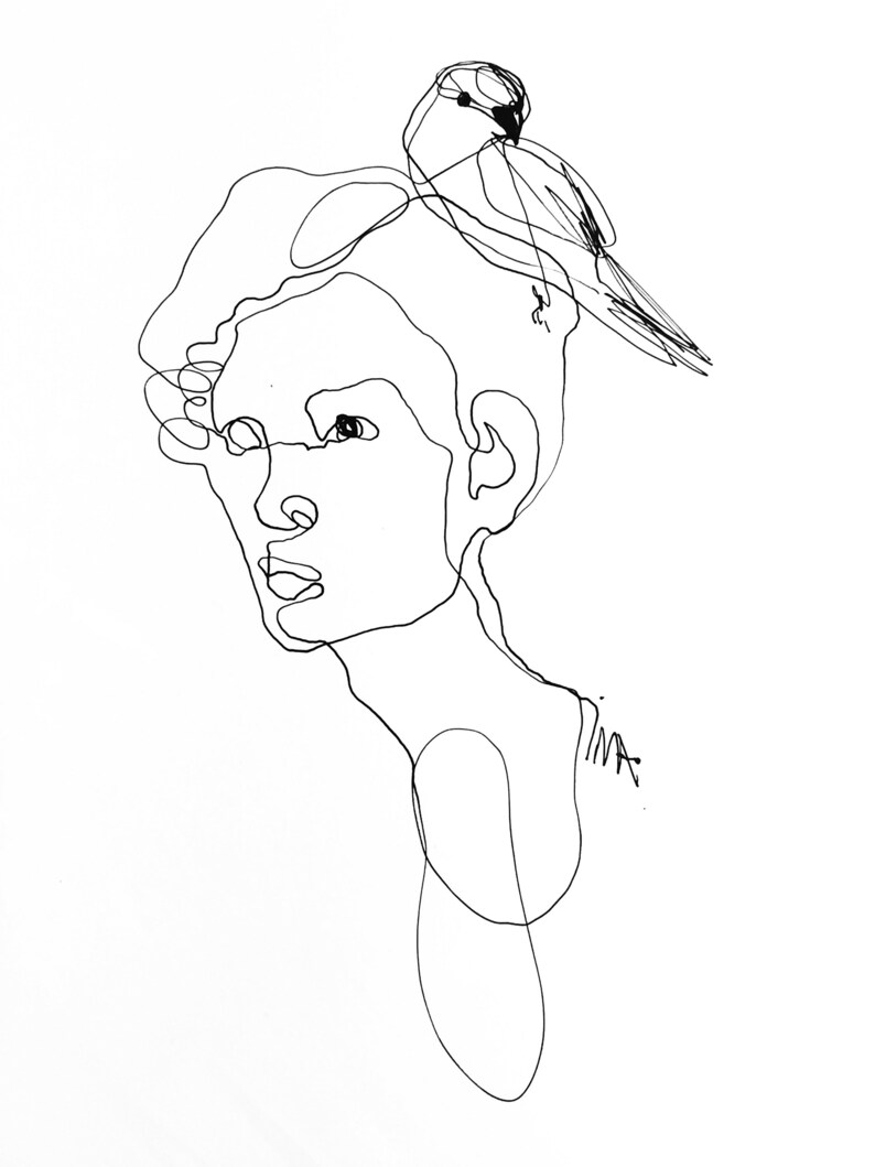 Original Line Drawing, A4 Linear Ink Drawing, Minimalistic Art - Etsy