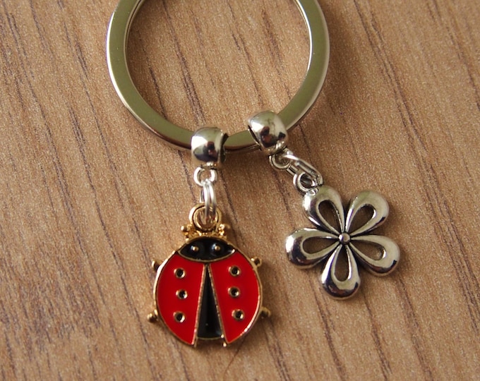 Ladybird Keychain, Good Luck Keychain, Nature Lovers Gift, Flower ...