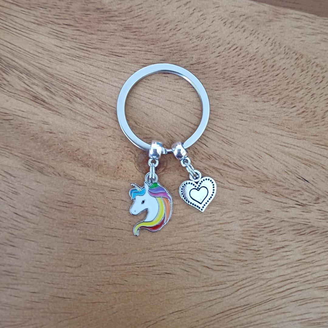 Unicorn Key Holder, Unicorn Keychain, Heart Charm Keyring, Unicorn Key ...