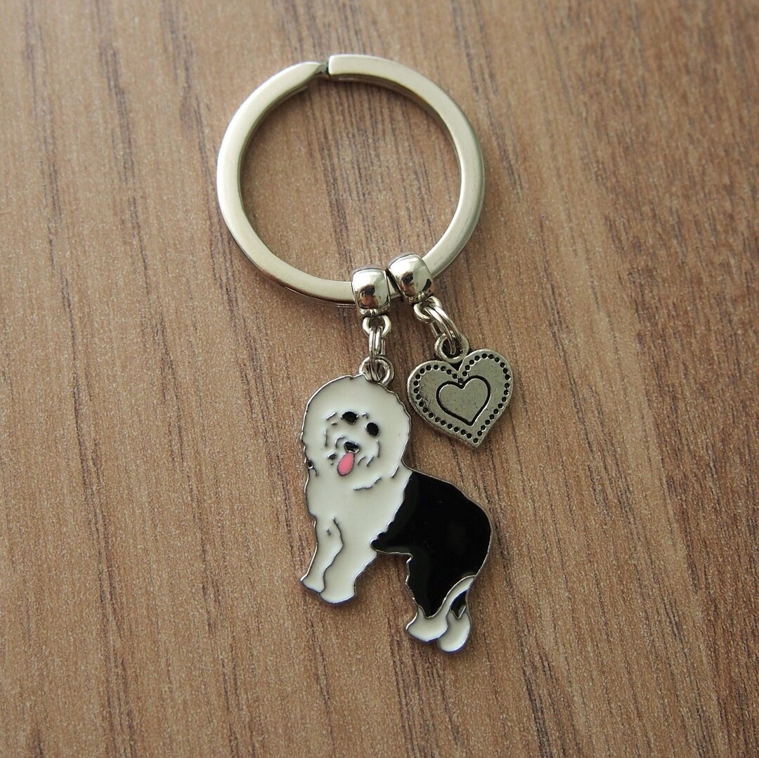 Old English Sheepdog Keychain, Sheepdog Keyring, Dog Lovers Gift ...