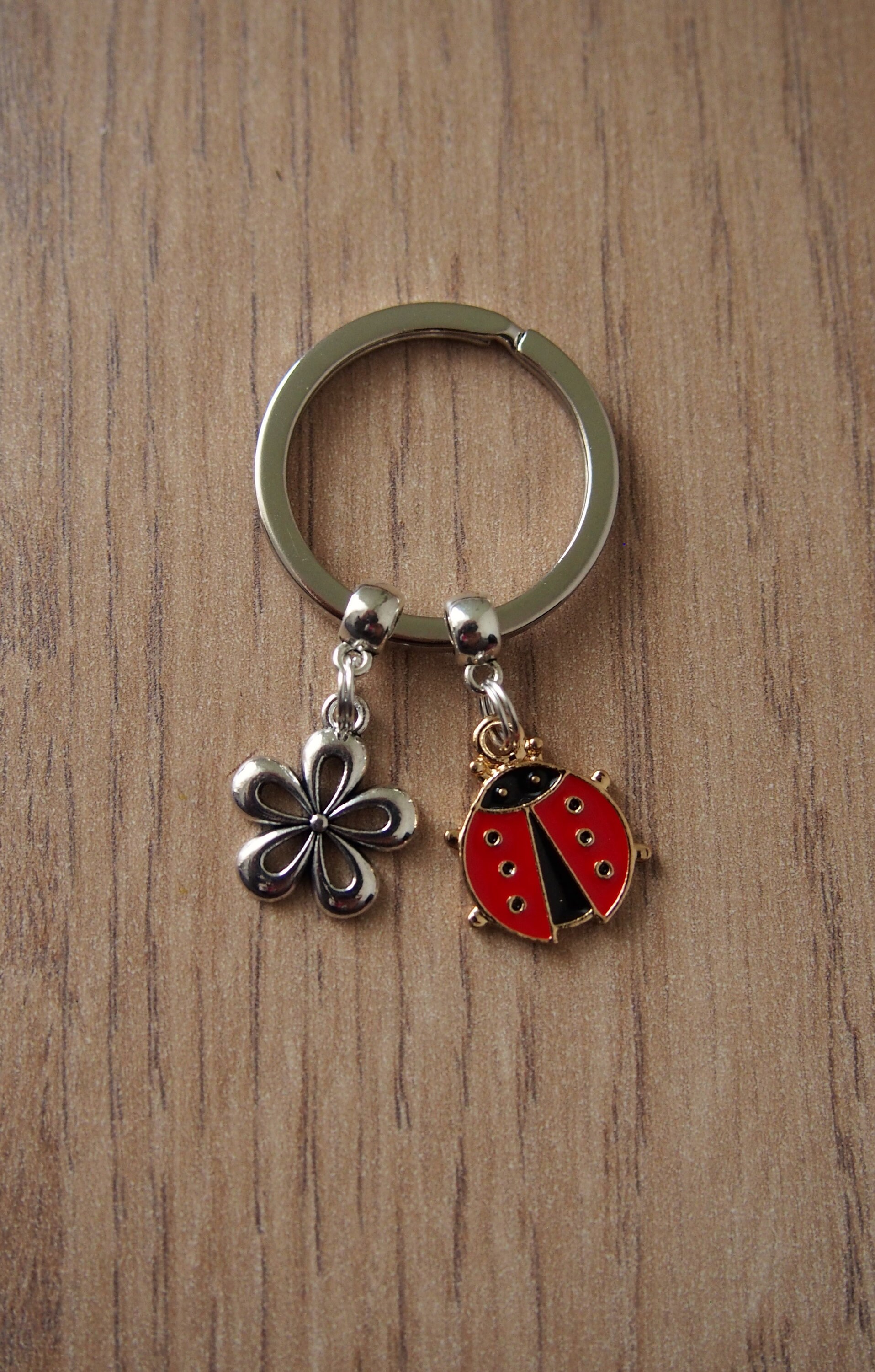 Ladybird Keychain, Good Luck Keychain, Nature Lovers Gift, Flower ...