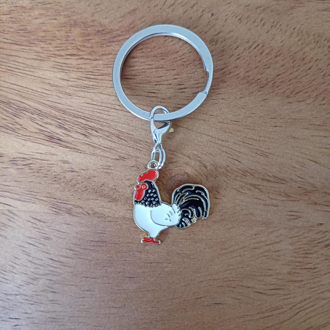 Cockerel Keyring, Rooster Keychain, Bag Charm, Key Fob, Key Keeper ...