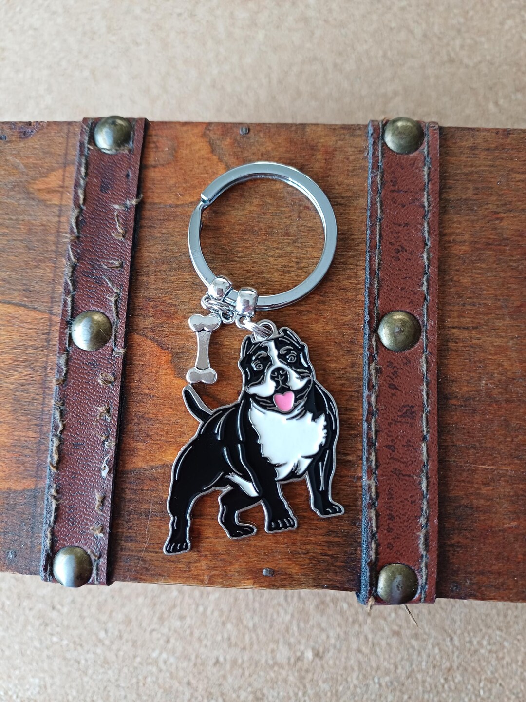 Staffordshire Bull Terrier Keychain, Dog Keyring, Key Fob, BT Lover ...