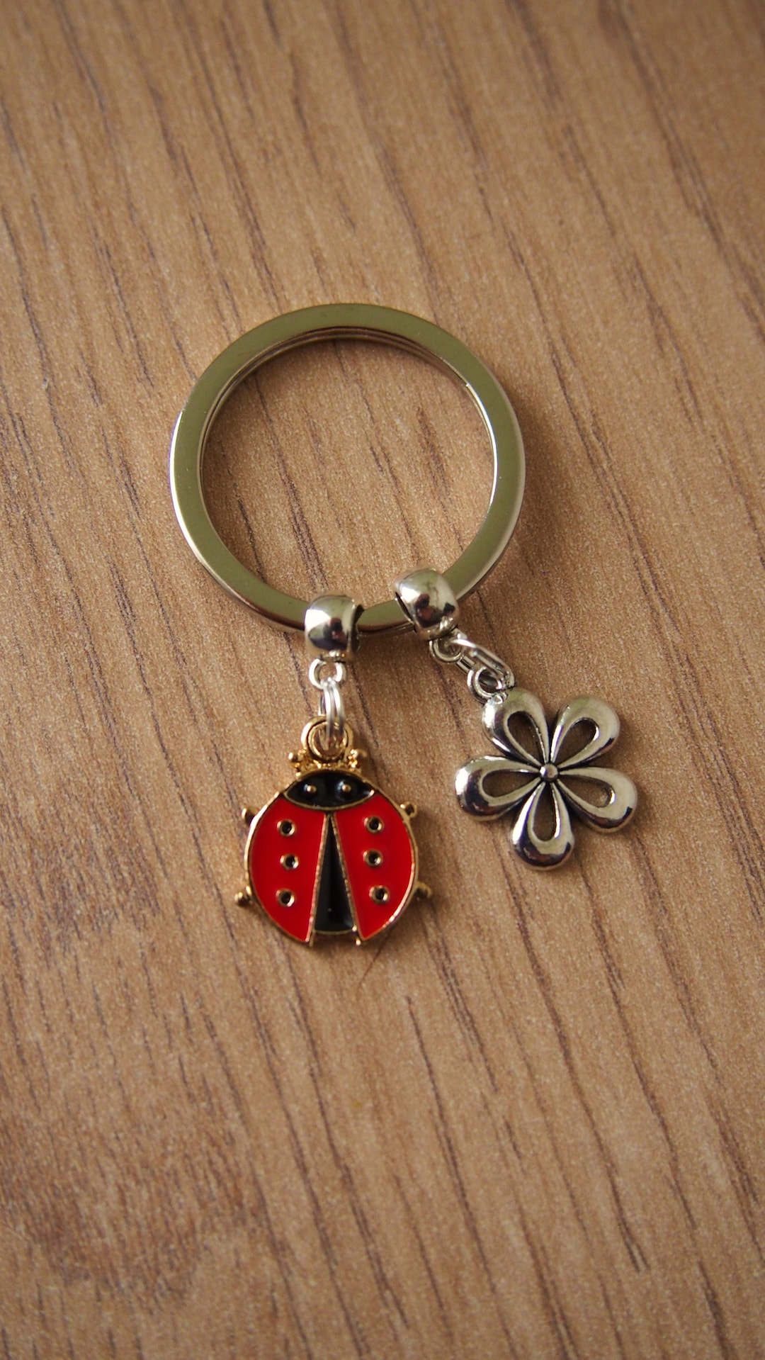 Ladybird Keychain, Good Luck Keychain, Nature Lovers Gift, Flower ...