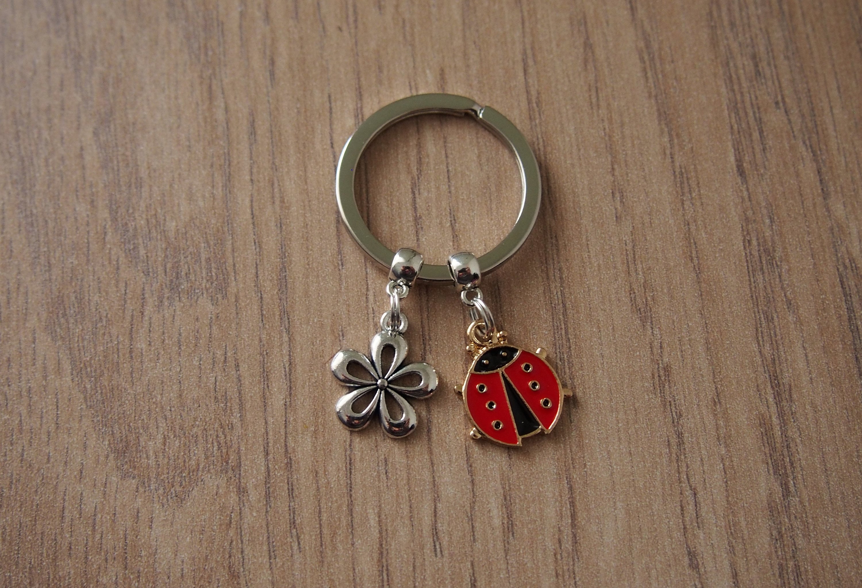 Ladybird Keychain, Good Luck Keychain, Nature Lovers Gift, Flower ...