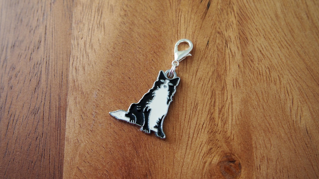 Border Collie Charm: Enamel Dog Collar Pendant, Zipper Pull - Etsy