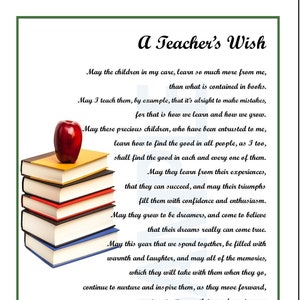 A Teacher's Wish UNFRAMED DIGITAL DOWNLOAD Teacher - Etsy
